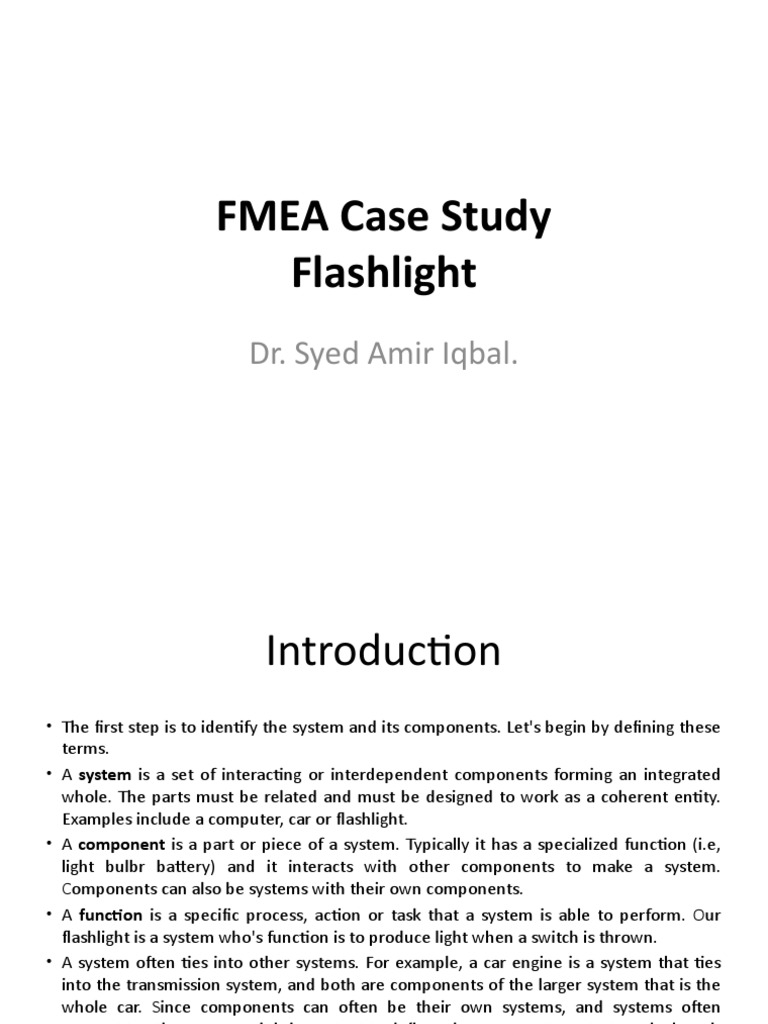 FMEA Case Study Flashlight: Dr. Syed Amir Iqbal | PDF | Flashlight | System
