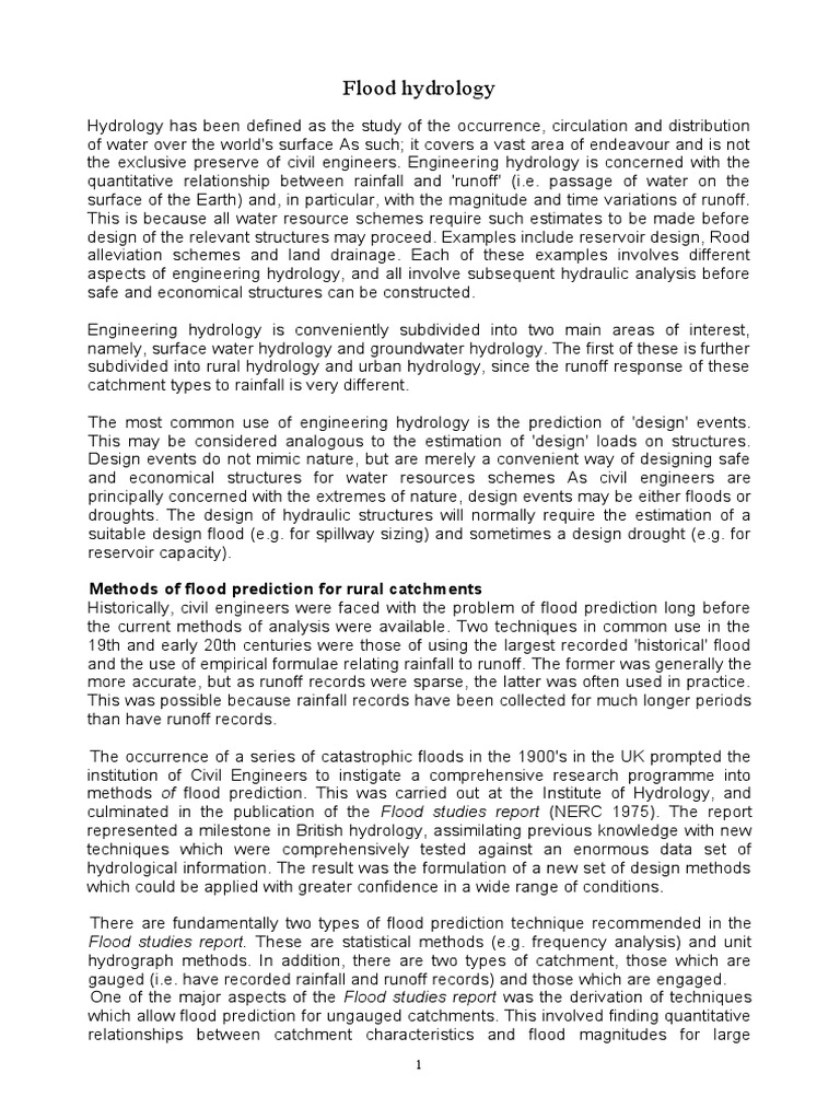 Flood Hydrology: Methods of Flood Prediction For Rural Catchments | PDF ...