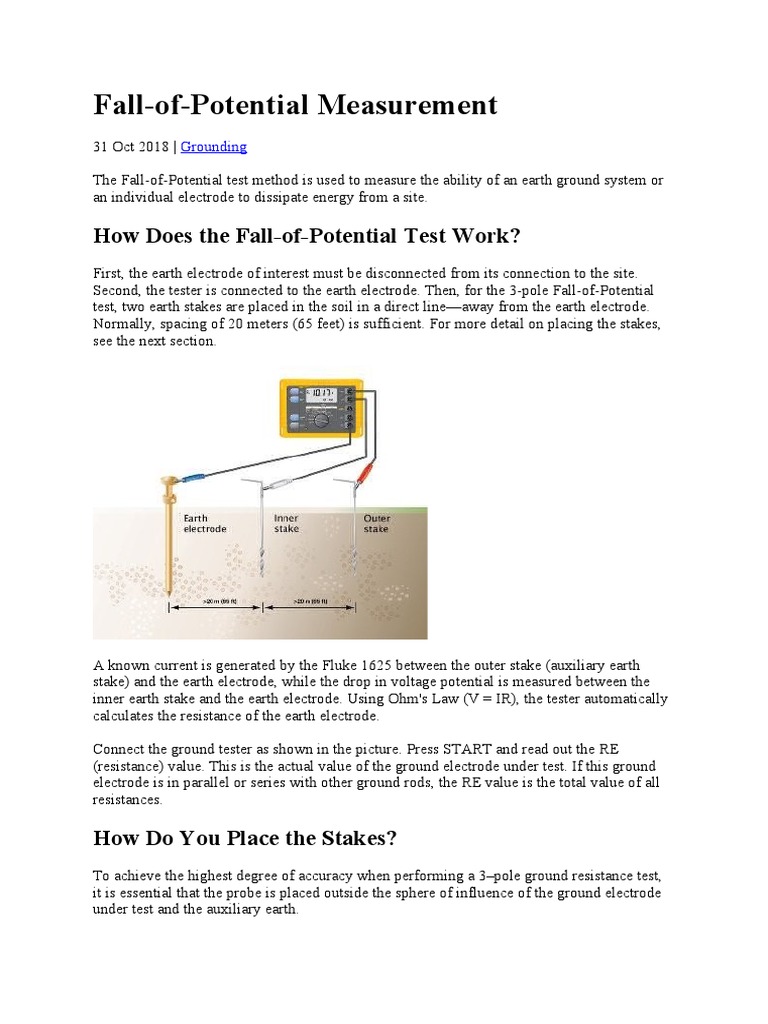 Earth Testing Fall-of-Potential Measurement | PDF | Electrical ...