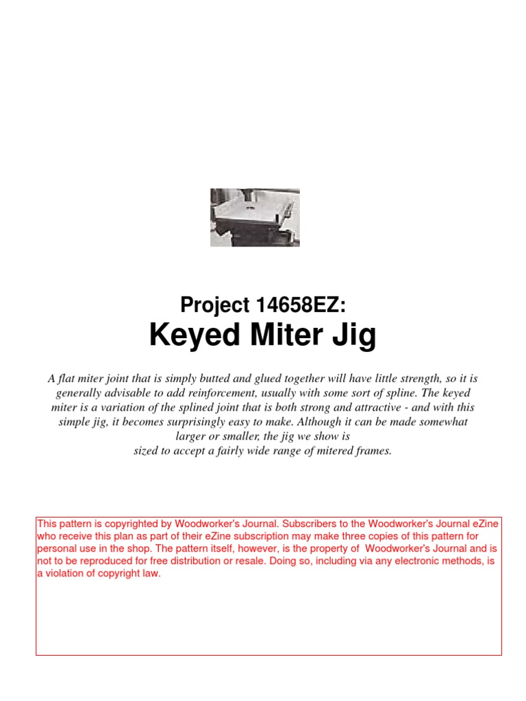 Keyed Miter Jig: Project 14658EZ | PDF | Crafts | Woodworking