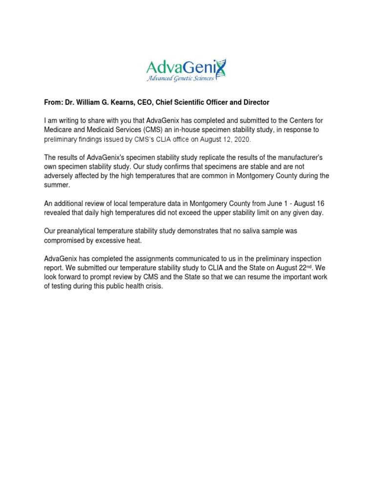 AdvaGenix Study Letter | PDF | Medicine | Health Care