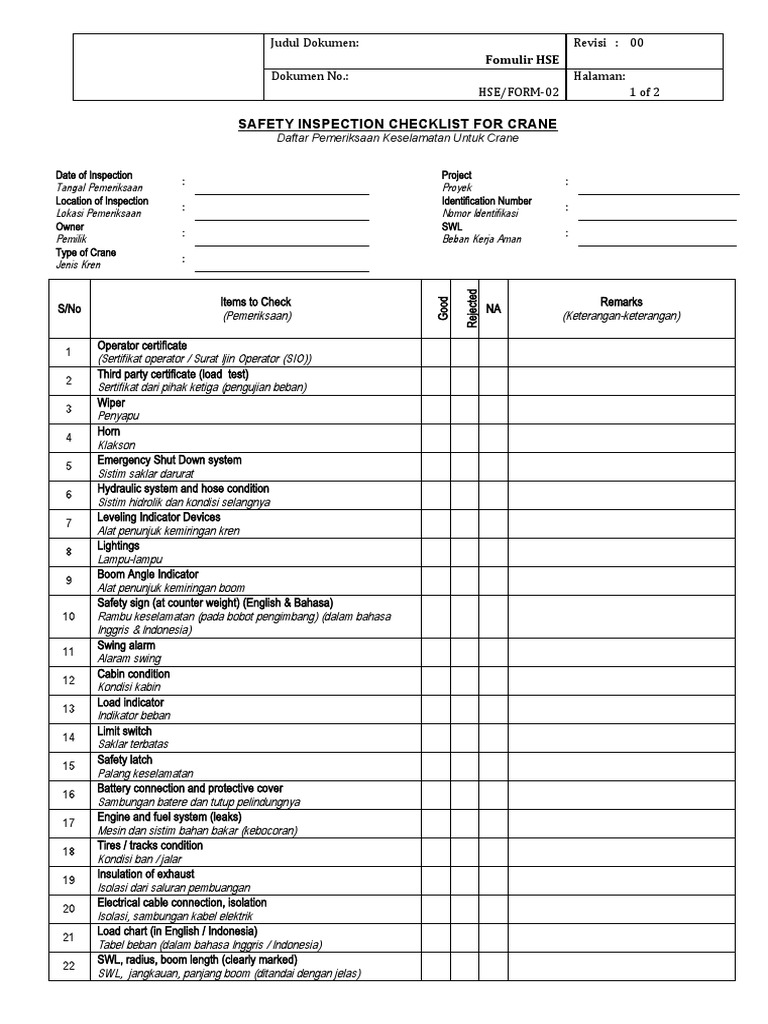 2 Inspeksi Crane | PDF
