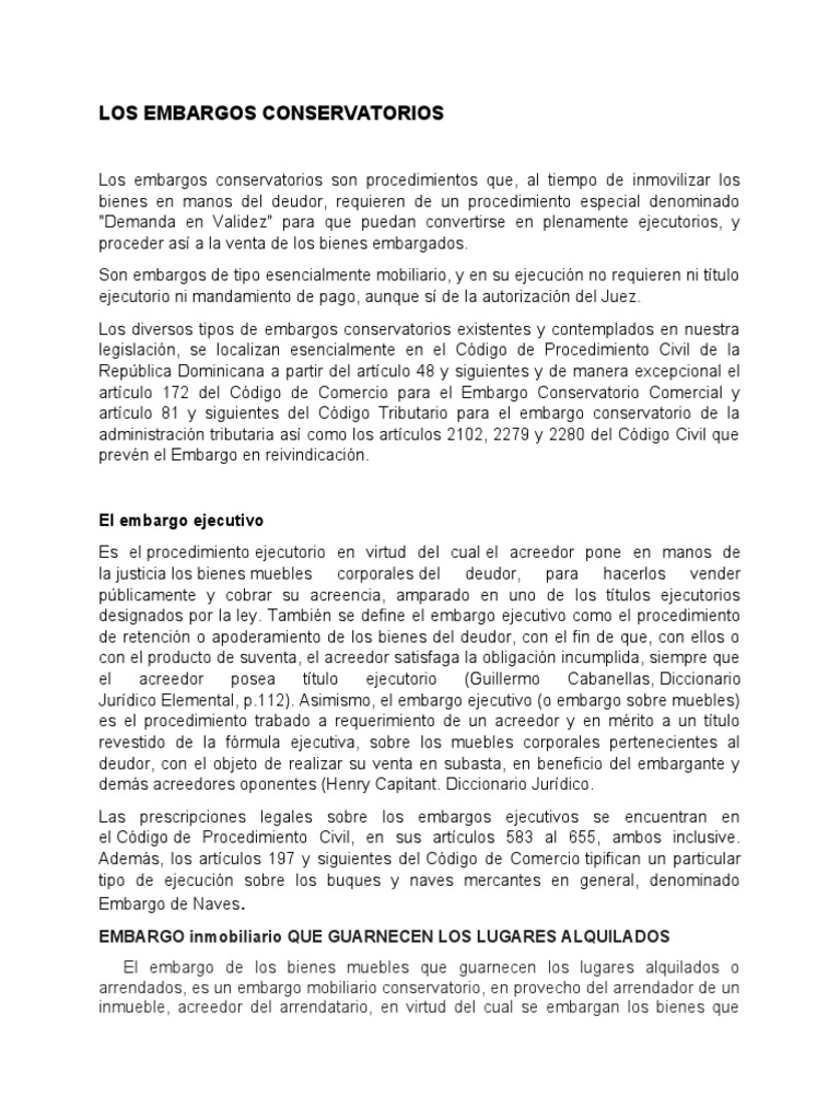Los Embargos Conservatorio | PDF | Hipoteca Comercial | Finanzas y dinero