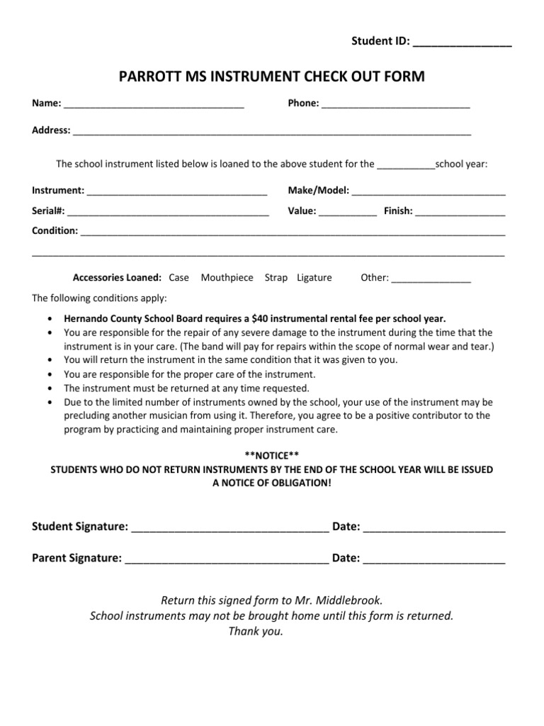 Instrument Check-Out | PDF | Government | Business