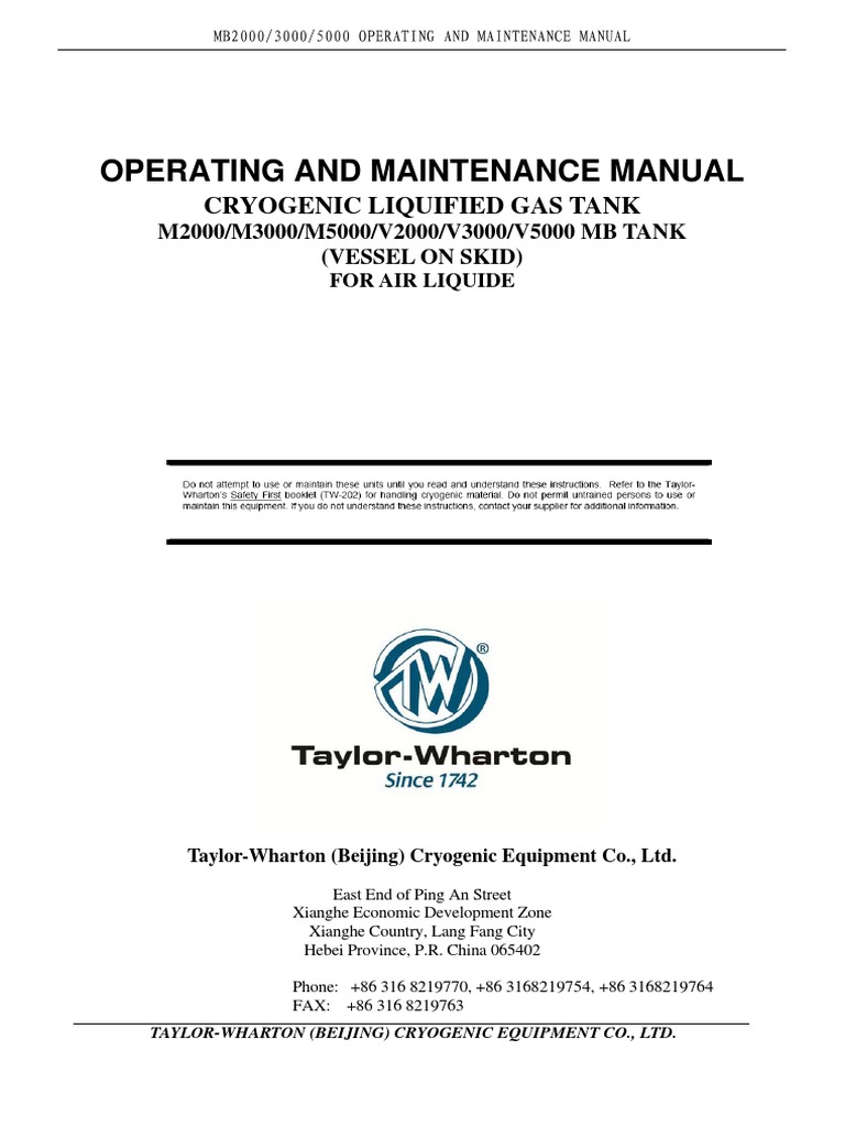 Cryogenic Tank Operating Manual | PDF | Valve | Vacuum