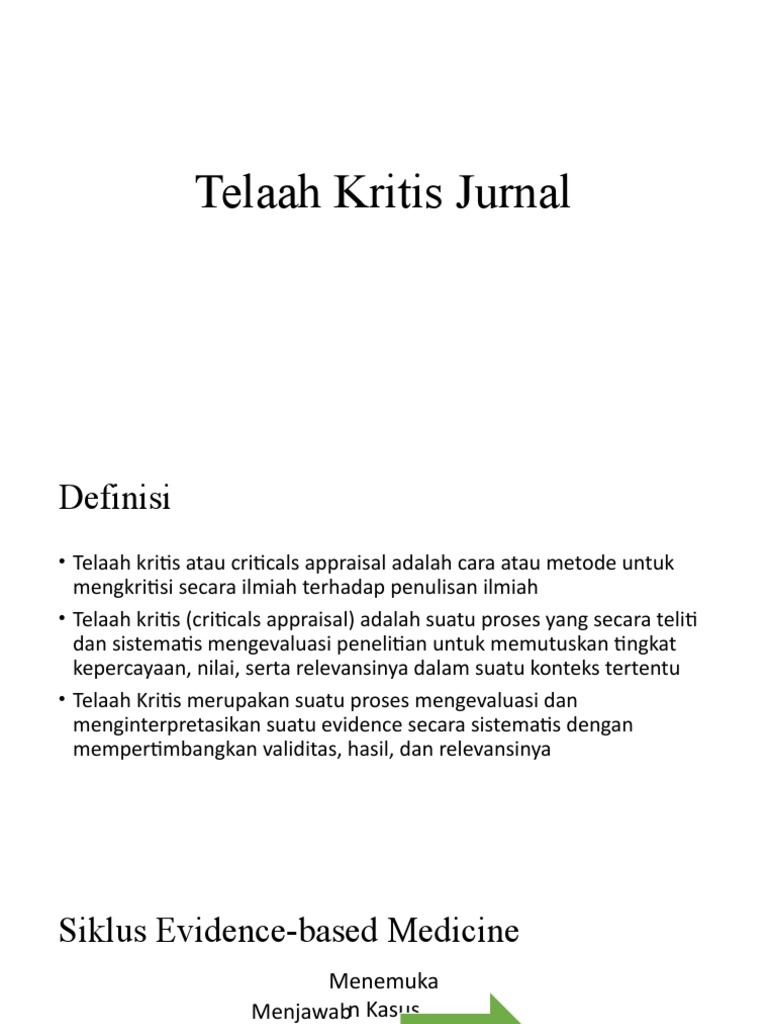Telaah Kritis Jurnal | PDF
