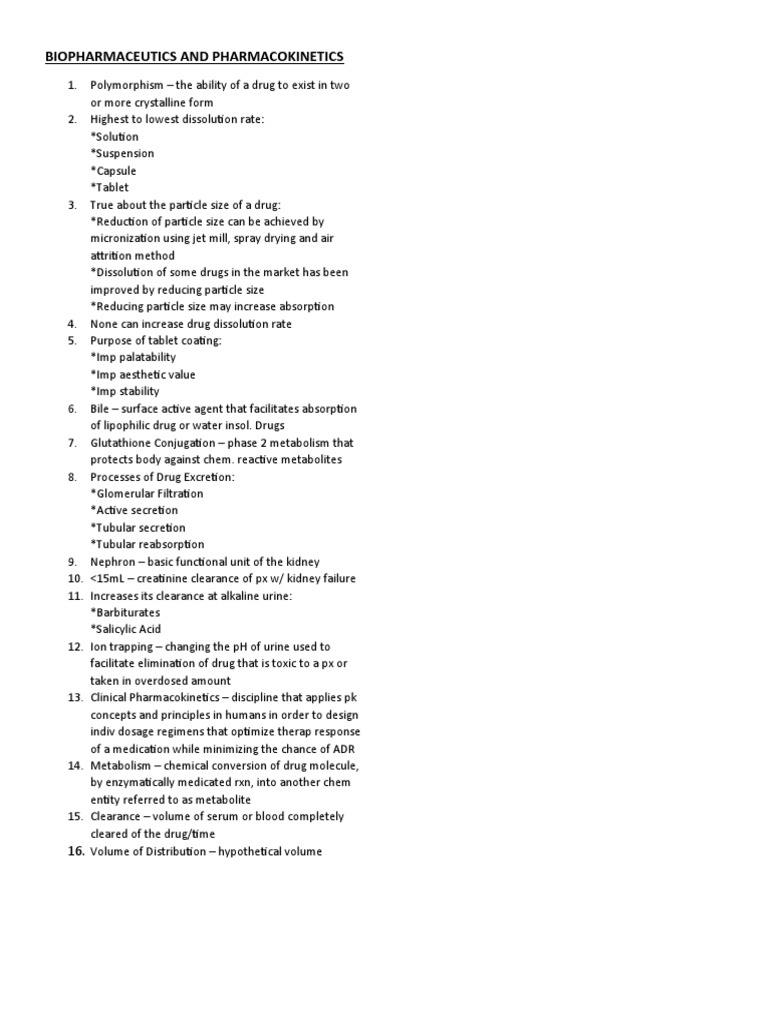 BIOPHARMACEUTICS AND PHARMACOKINETICS (Pacop) | PDF | Self-Improvement ...