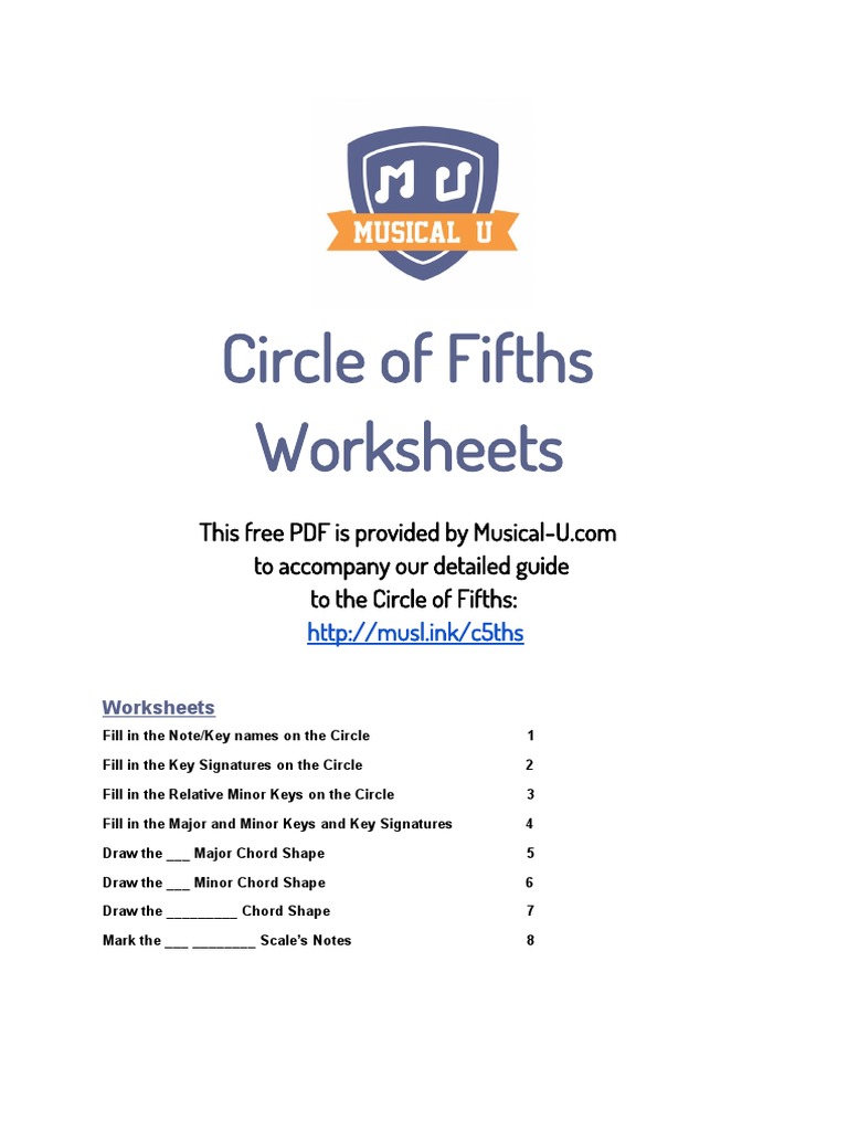 Free Circle of Fifths Worksheets | PDF | Creative Commons License ...