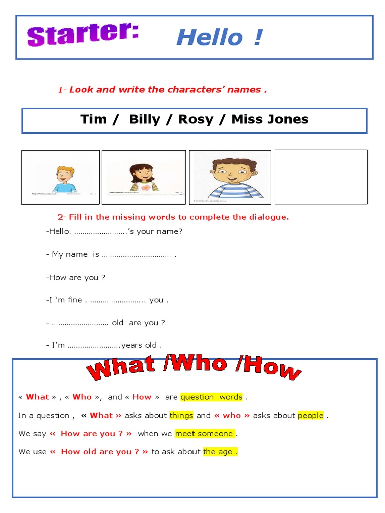 Hello !: Tim / Billy / Rosy / Miss Jones | PDF