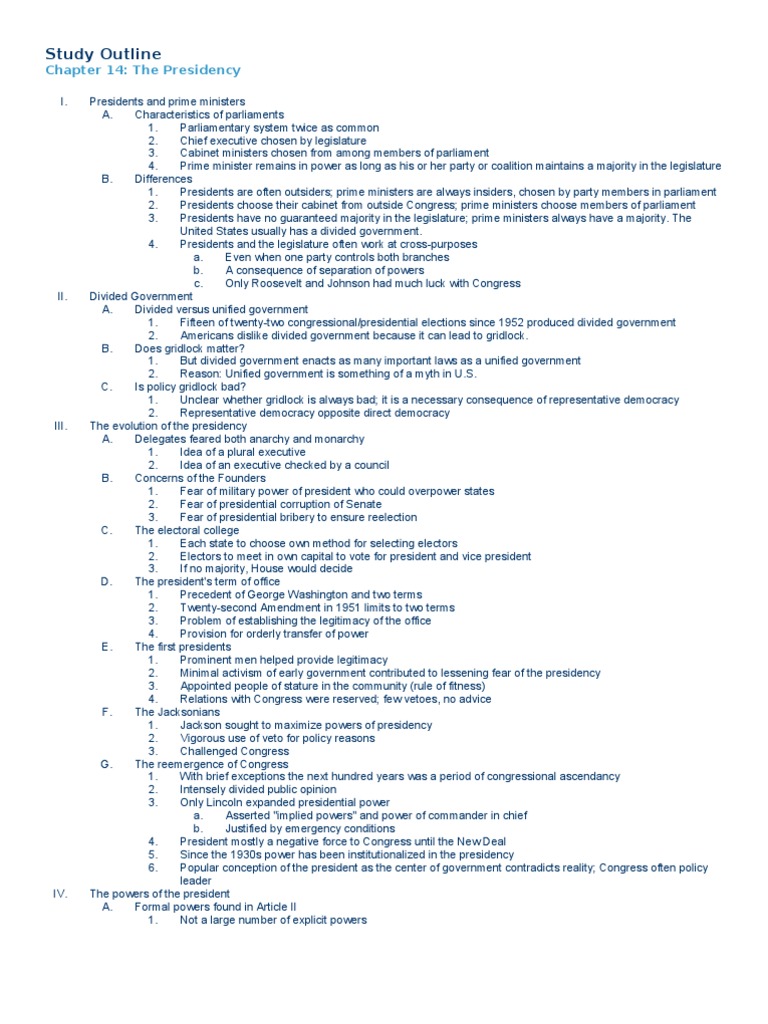 Chapter 14: The Presidency Overview | PDF | Presidents Of The United ...