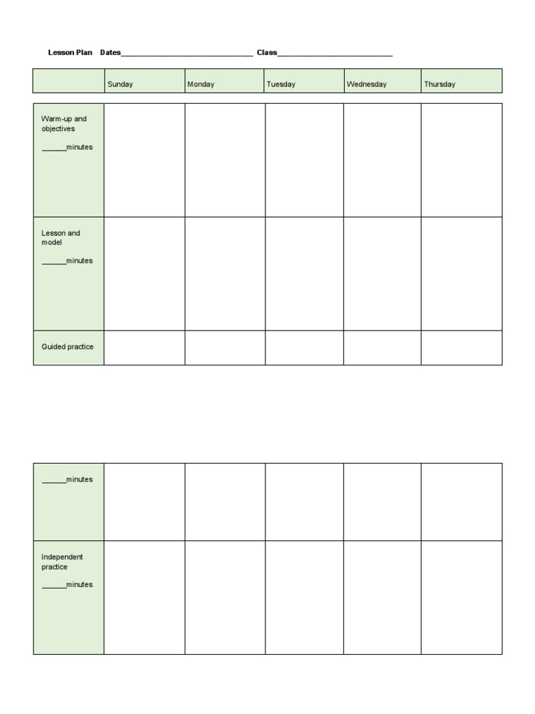 Lesson Plan Dates - Class | PDF
