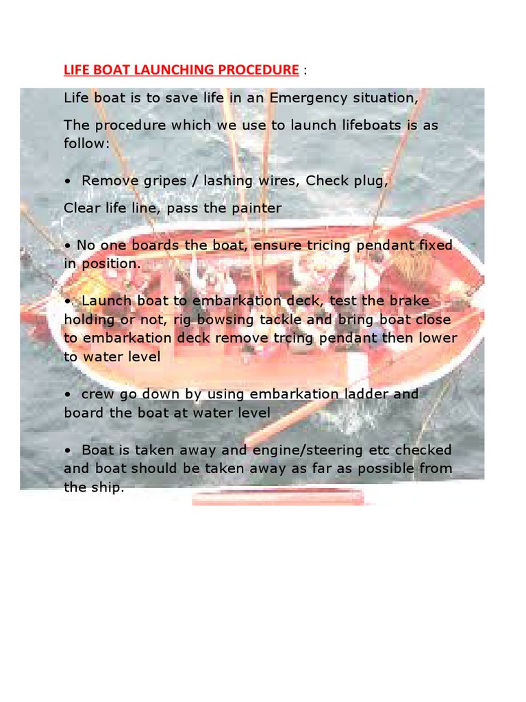 Lifeboat Launching Procedure Steps | PDF | Home & Garden