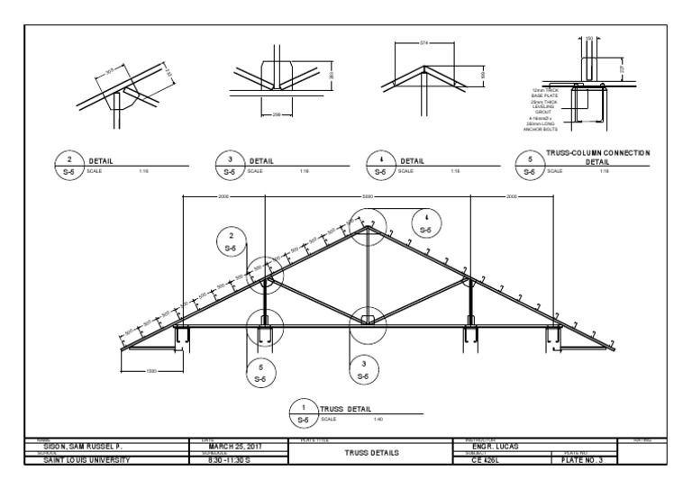 Detail 2 S-5 Detail 3 S-5 Detail 4 S-5 Truss-Column Connection Detail 5 ...