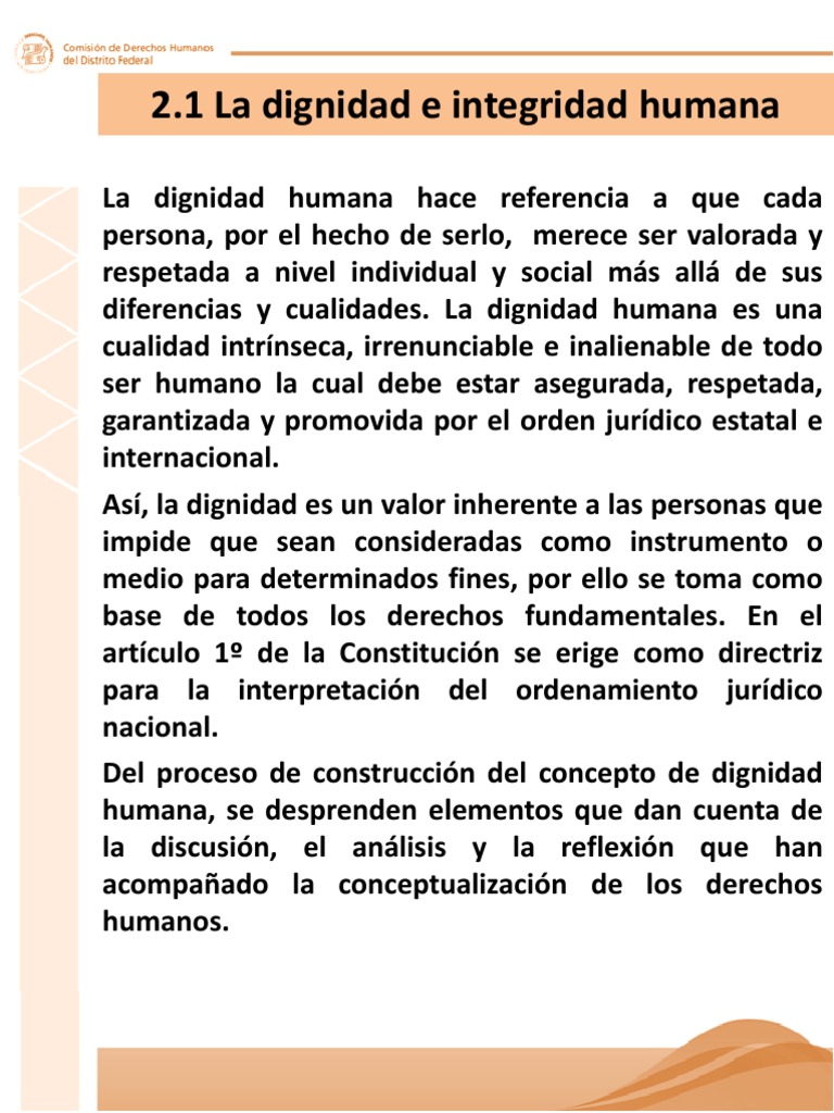 2 - 1 La Dignidad e Integridad Humana | PDF