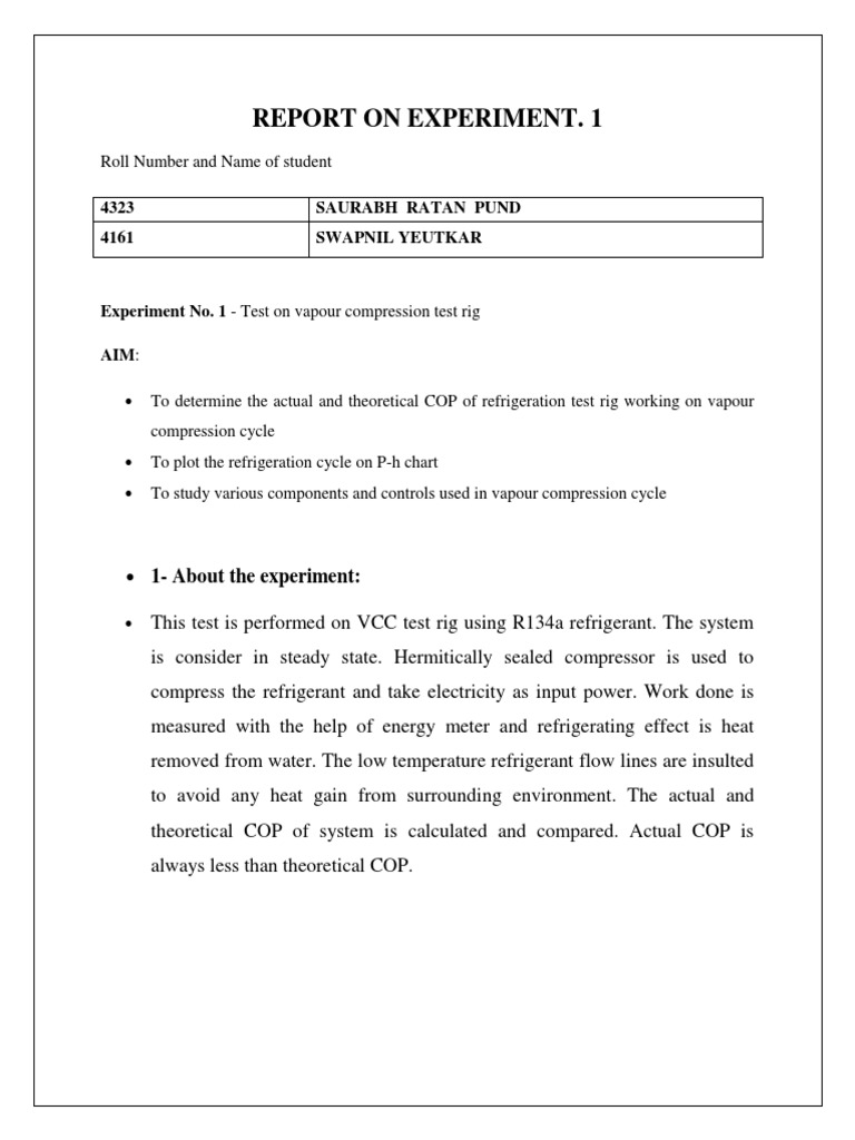 Report Format PDF | PDF | Refrigeration | Enthalpy