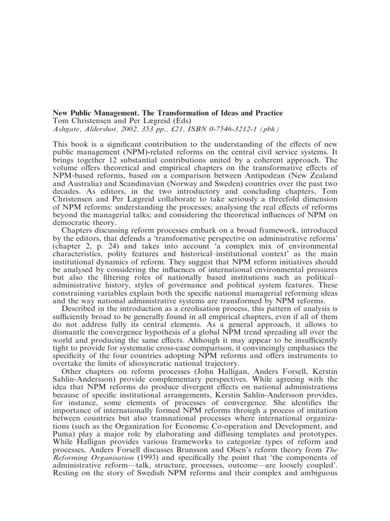 New Public Management | PDF | Governance | Bureaucracy