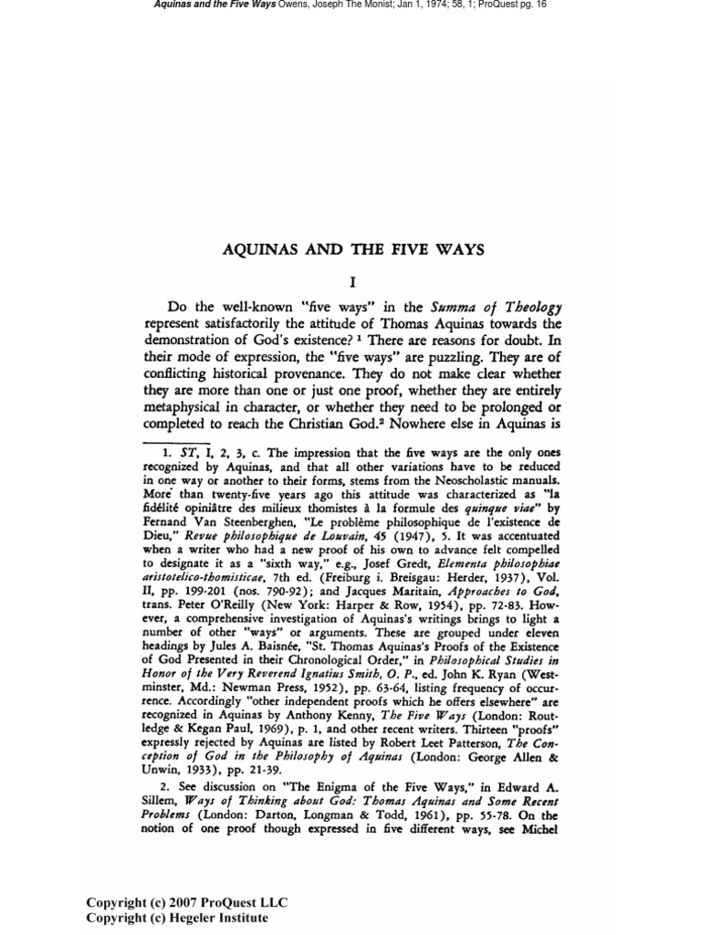 Aquinas and The Five Ways | PDF | Social Science