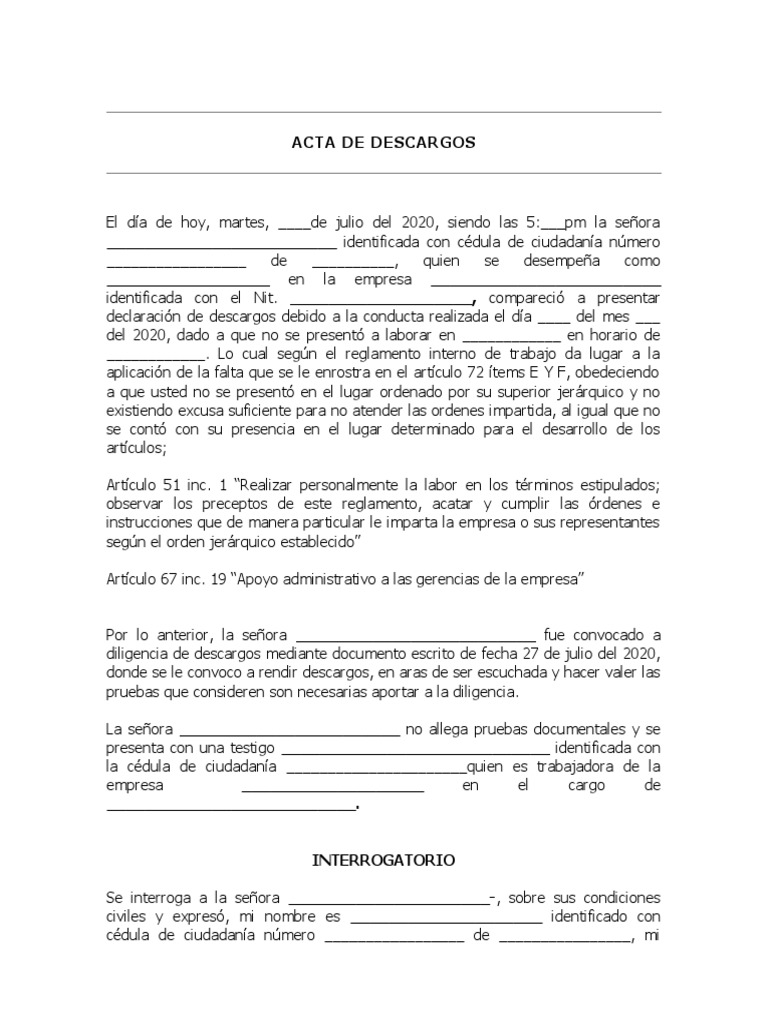 Formato de Descargos - Listo | PDF | Gobierno | Violencia