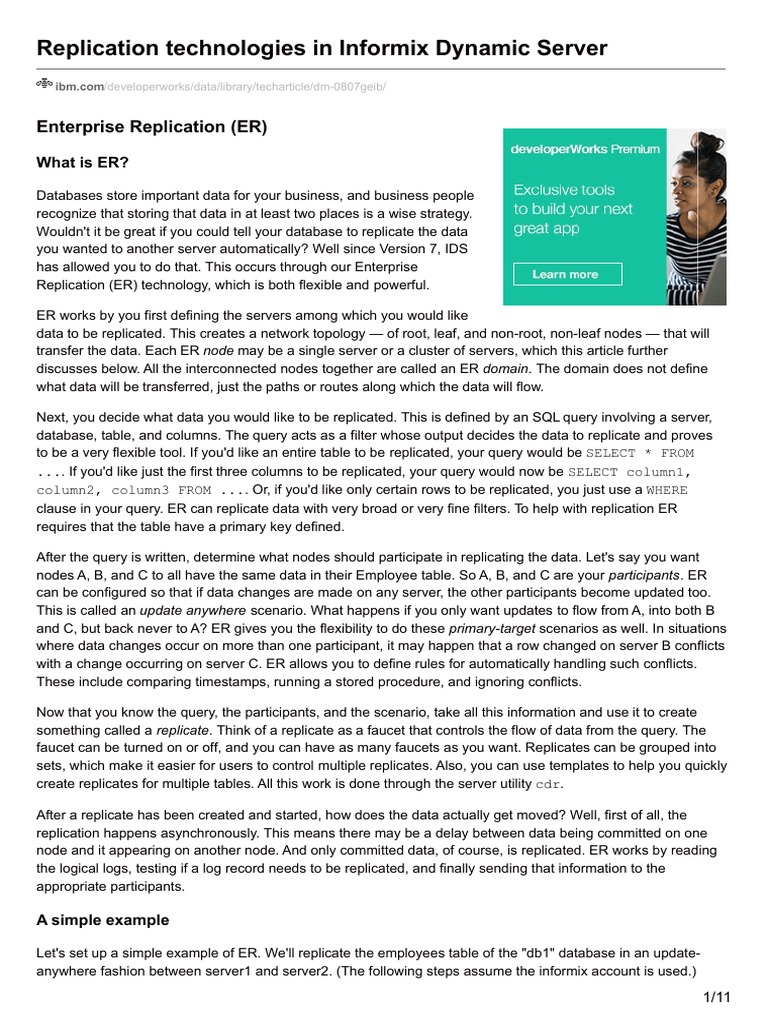 Replication Technologies in Informix Dynamic Server | PDF | Database Index | Computer Cluster