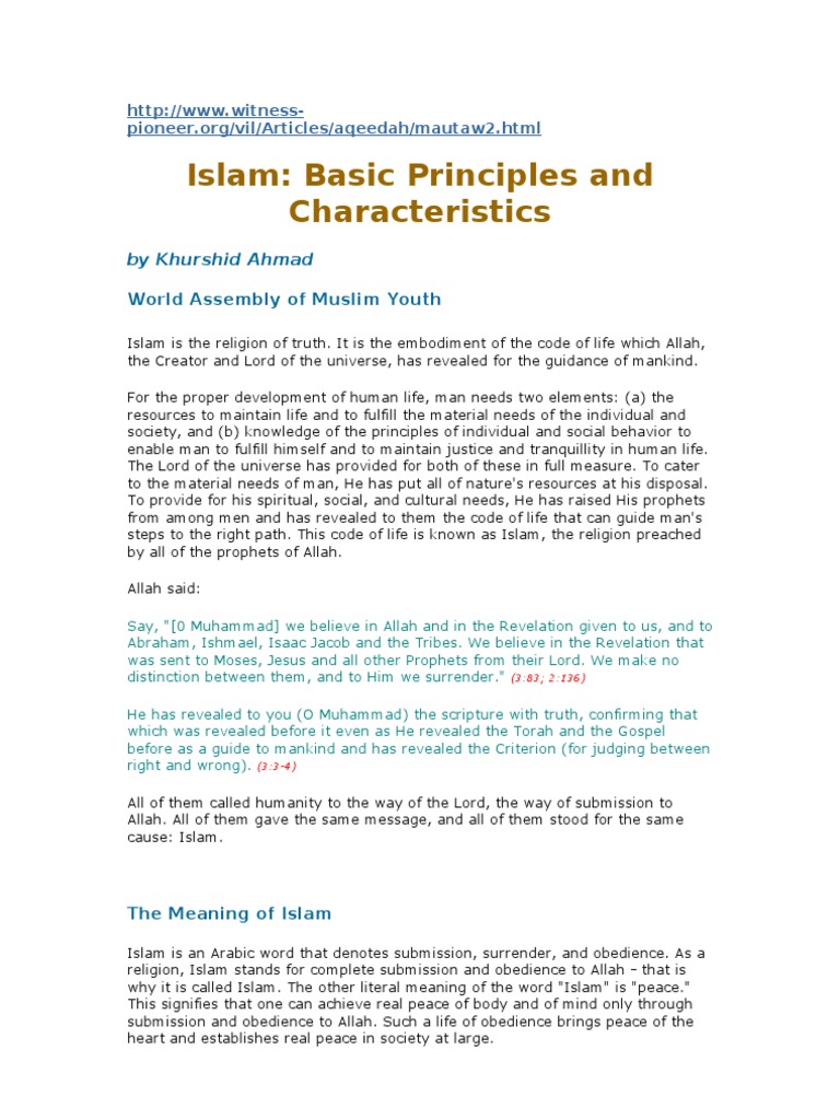 Islam Basic Principles and Characteristics | PDF | Tawhid | Prophets ...