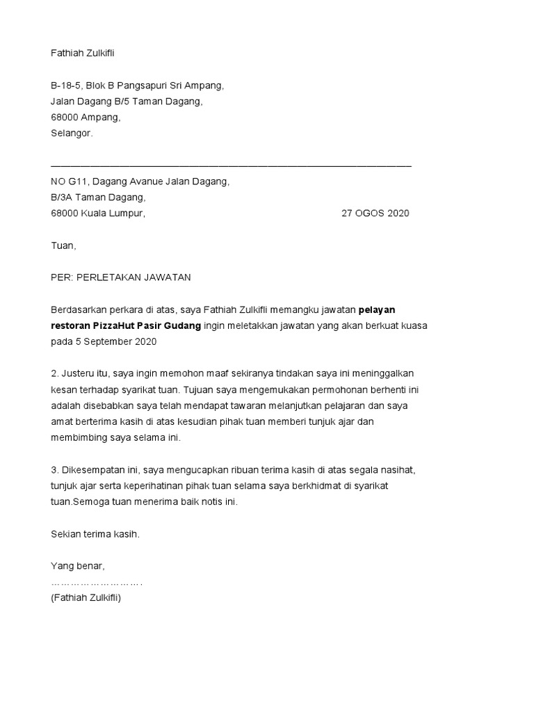 Contoh Surat Permohonan Kedai Makan Richard Grant