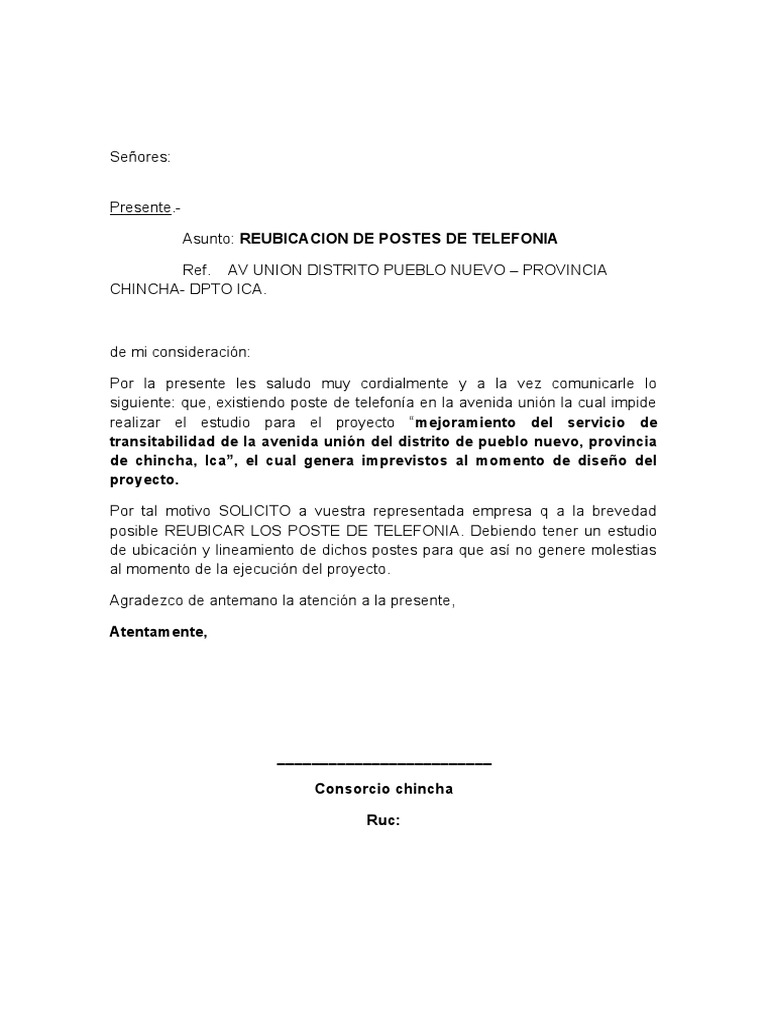 Reubicacion de Poste | PDF