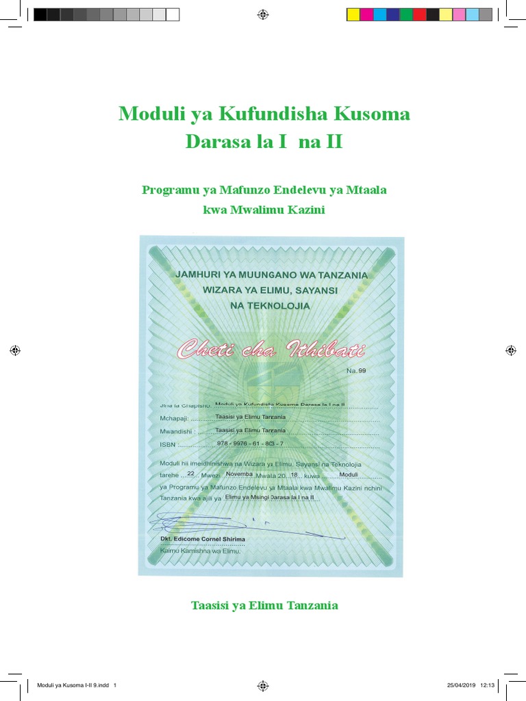 Moduli Ya Kusoma I-II 9 | PDF