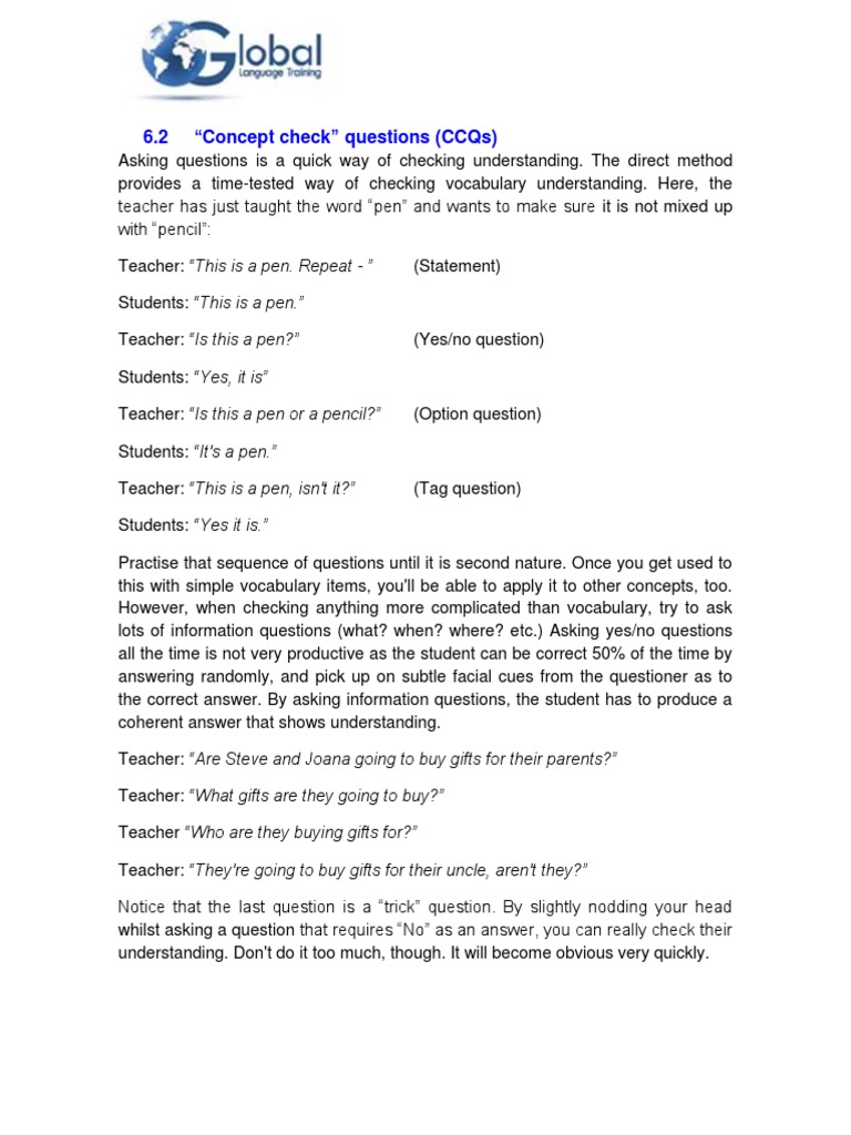 "Concept Check" Questions (CCQS) | PDF | Language Arts & Discipline