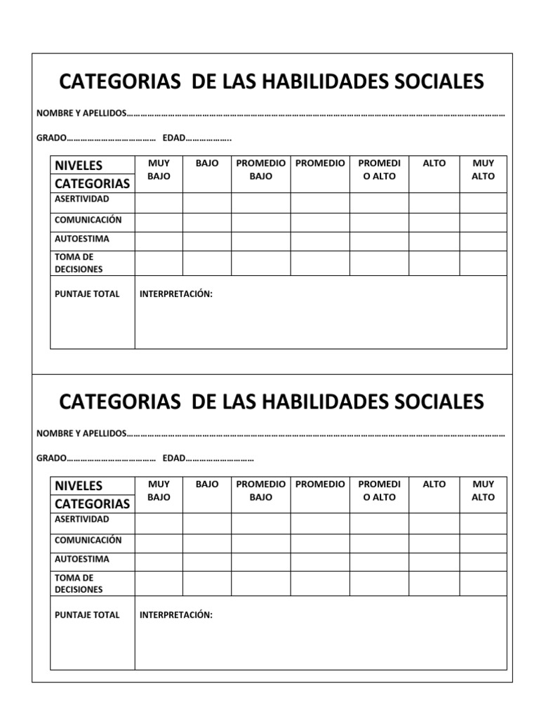Formato de Habilidades Sociales | PDF