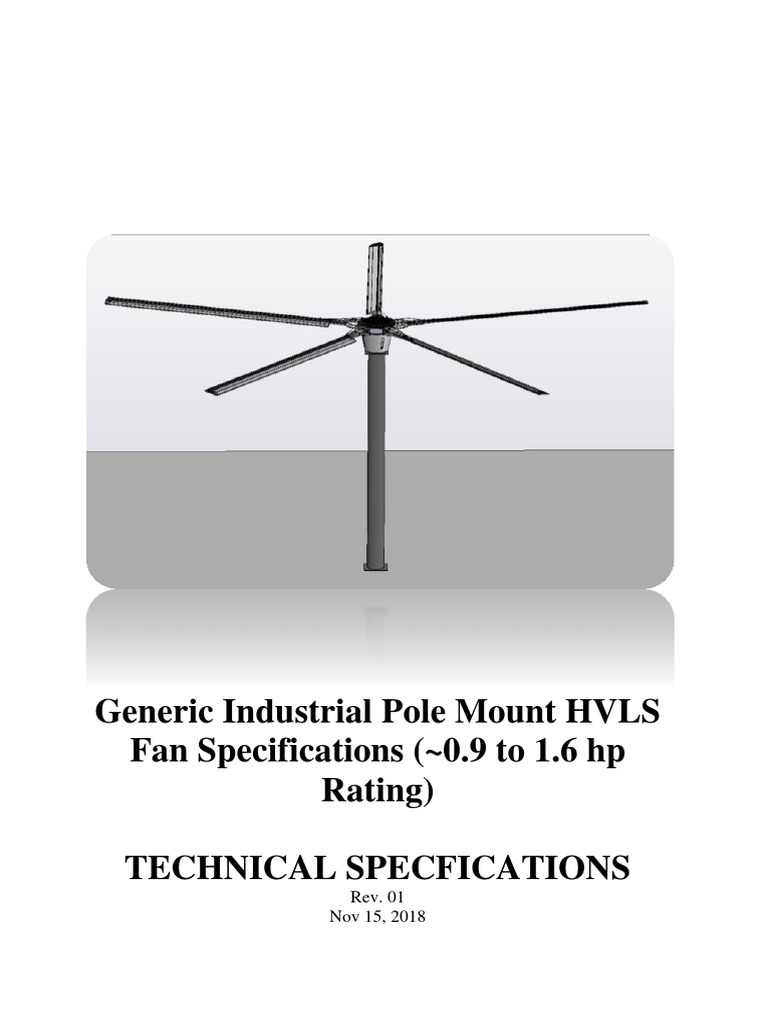 Industrial HVLS Fan Specifications | PDF | Electric Motor | Mechanical ...