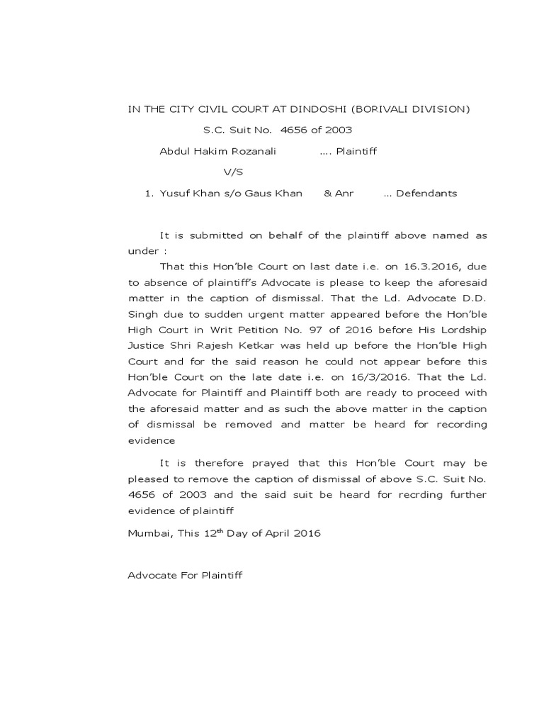 Civil Court Hearing Adjournment | PDF | Writ | Lawsuit