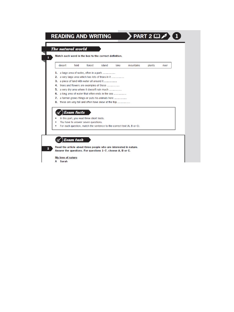 KET Reading Part 2 Booster | PDF