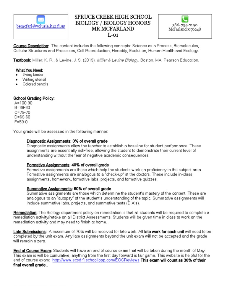 Course Outline Biology | PDF | Biology | Test (Assessment) Course Outline Biology | PDF | Biology | Test (Assessment)