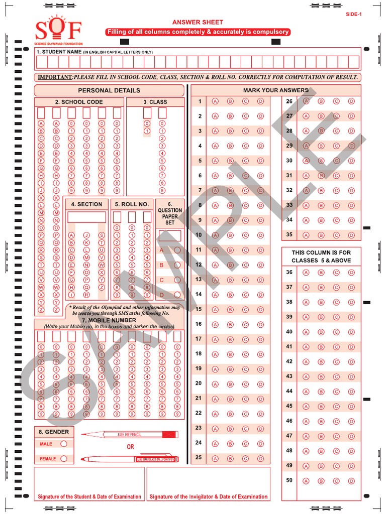 Osds Omr Sheet PDF | PDF