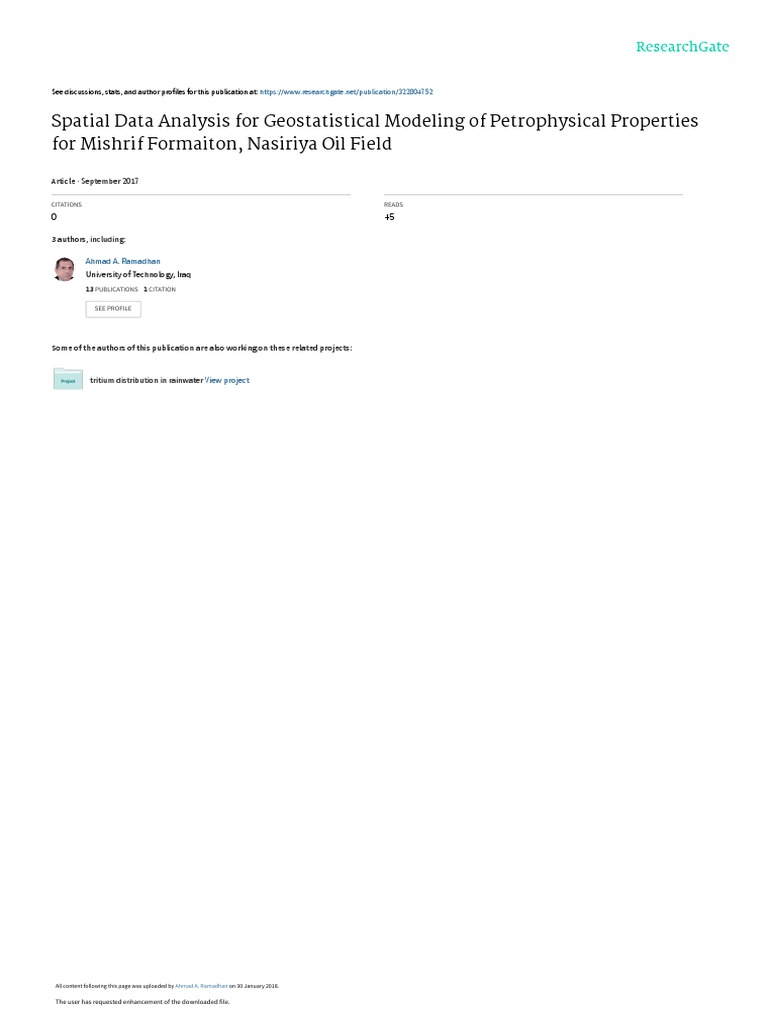 Spatial Data Analysis For Geostatistical Modeling of Petrophysical ...