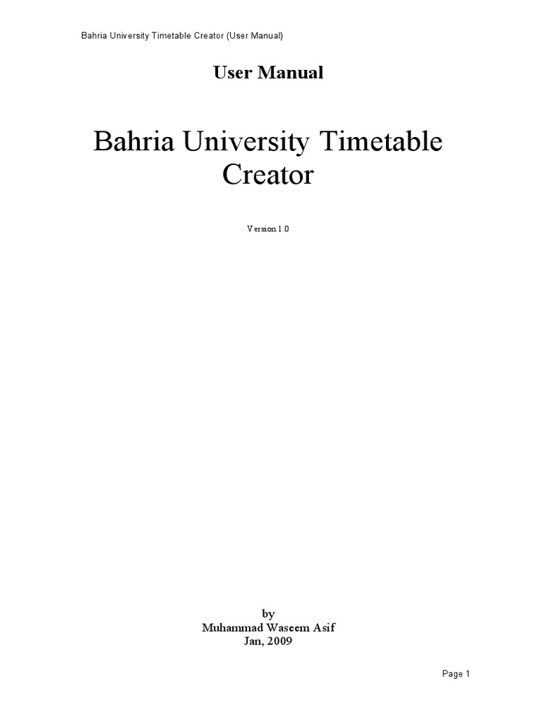 Bahria University Timetable Creator: User Manual | PDF | Button (Computing) | Databases