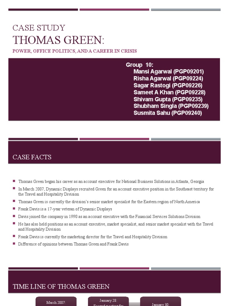 Thomas Green: Office Politics Case Study | PDF | Action (Philosophy ...