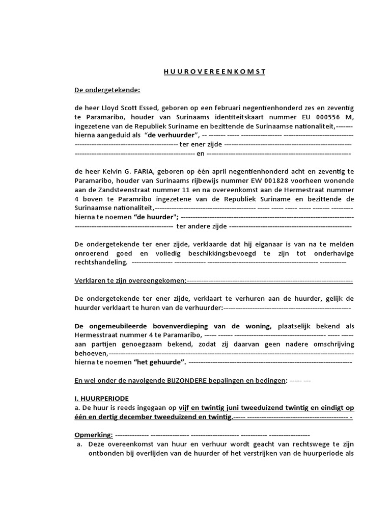 Concept Huurovereenkomst | PDF