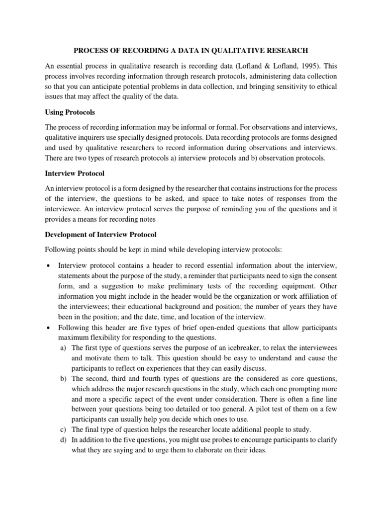 Process of Recording A Data in Qualitative Research | PDF | Interview ...