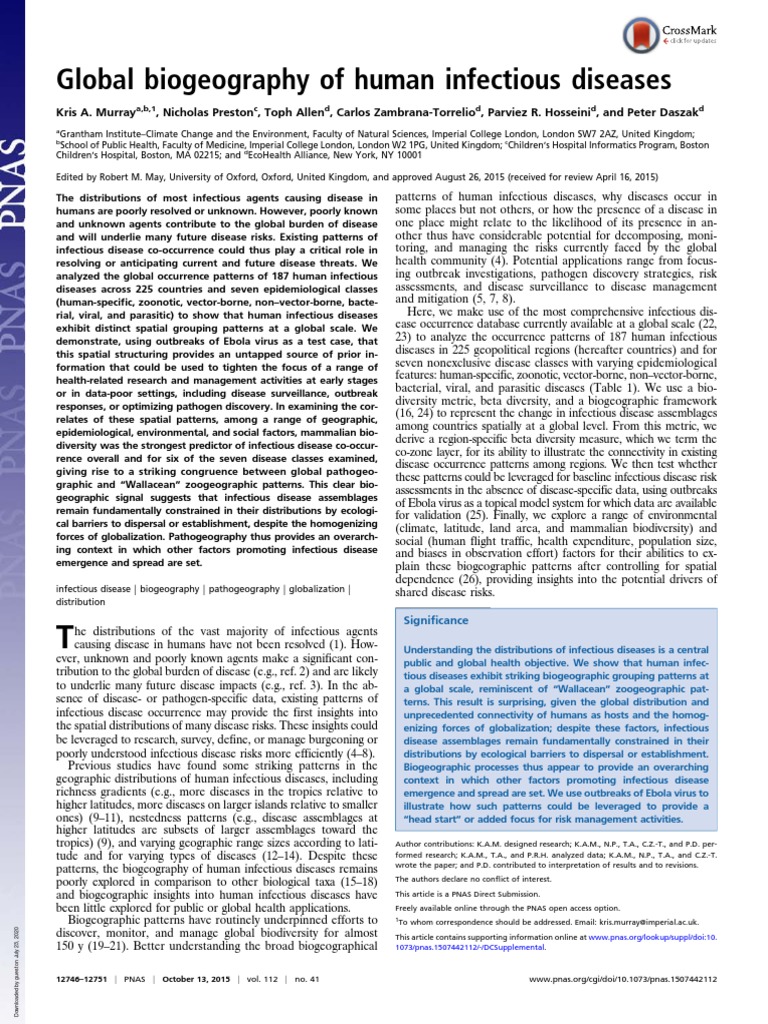 Geo Disease | PDF | Biogeography | Ebola Virus Disease