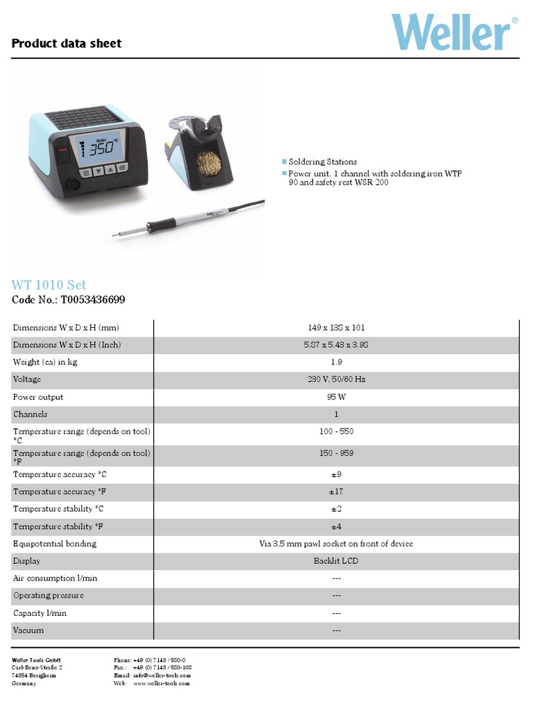 Product Data Sheet: WT 1010 Set | PDF