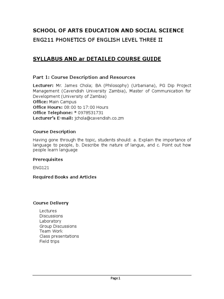 ENG3 II Phoenetics of English | PDF | Speech | Consonant