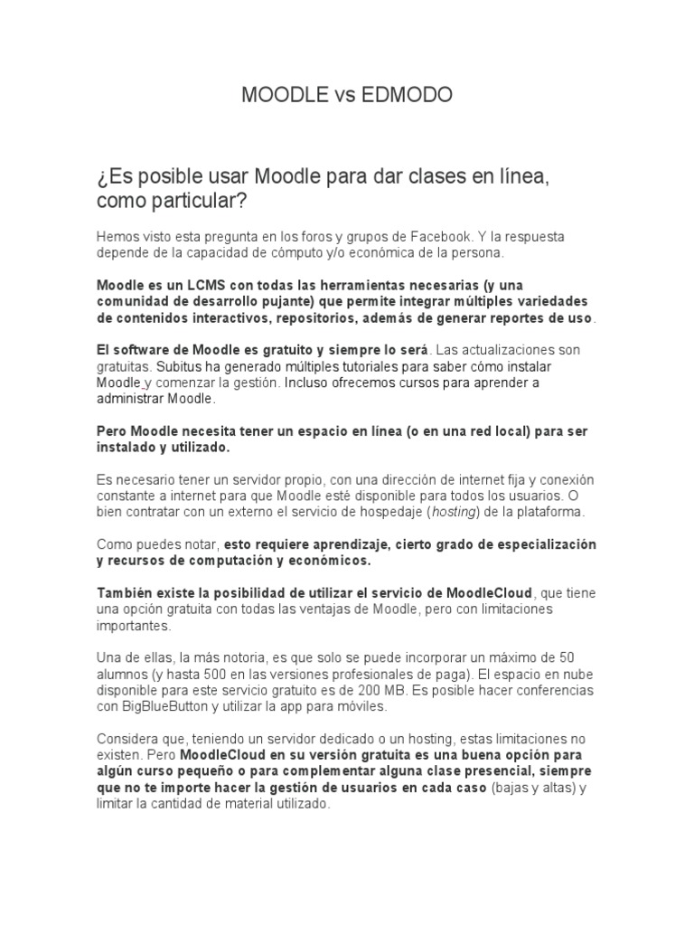 MOODLE Vs EDMODO | PDF | Moodle | Internet
