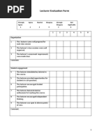 Lecturer Evaluation Form Template | PDF | Educational Assessment | Learning