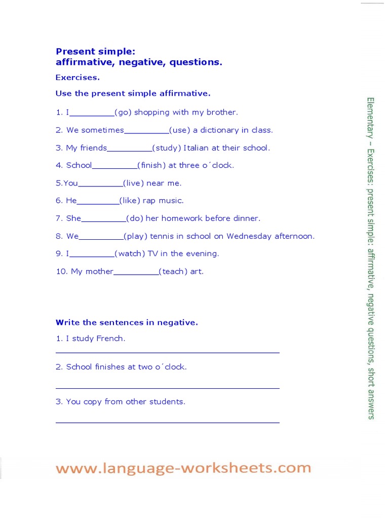 Present Simple: Affirmative, Negative, Questions | PDF