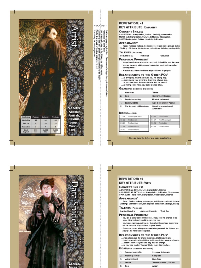Coriolis RPG Character Sheets Guide | PDF