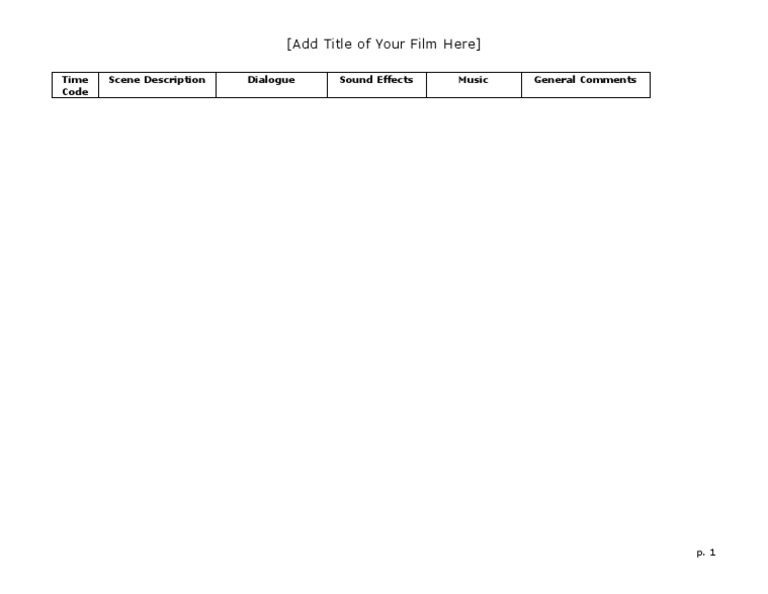 Scene Log Blank | PDF
