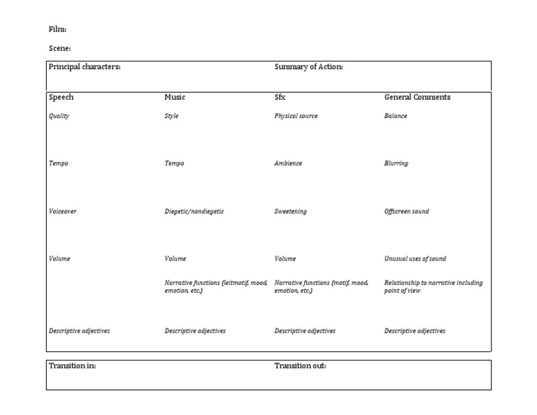 Screening Notes Blank Simplified | PDF
