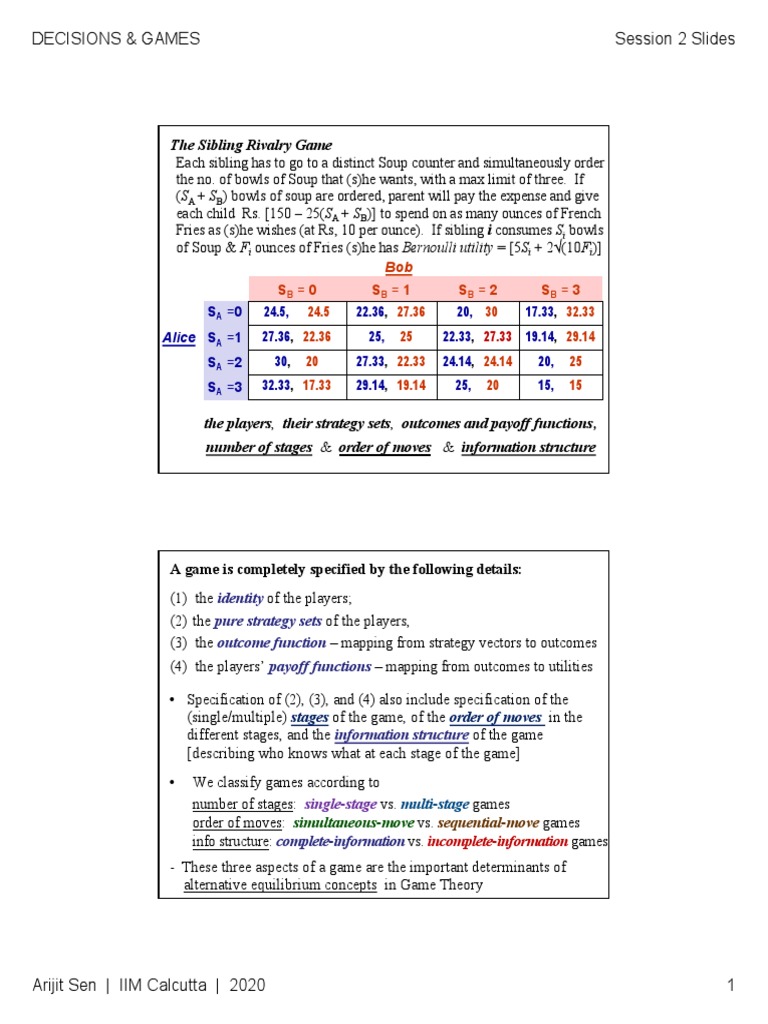 Session 2 Slides | PDF | Mathematical Economics | Game Theory