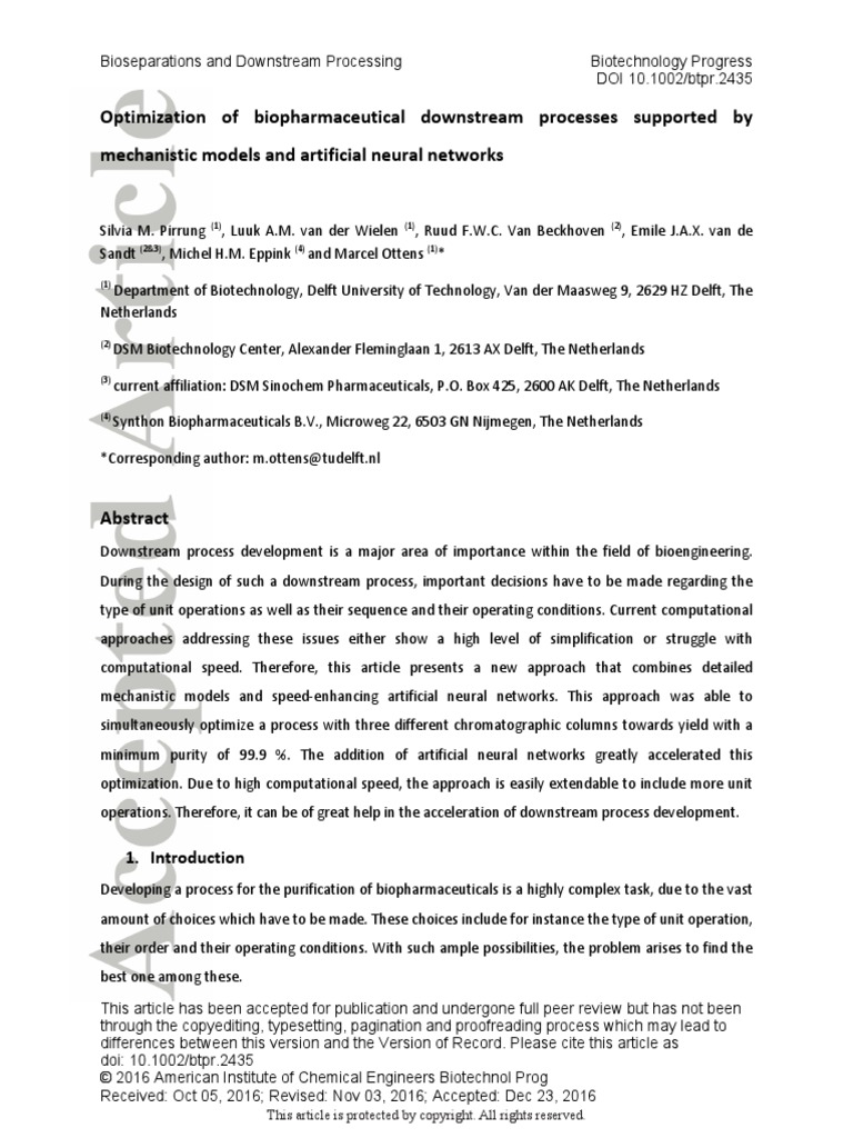 Optimization of Biopharmaceutical Downstream Processes Supported by Mechanistic Models and ...